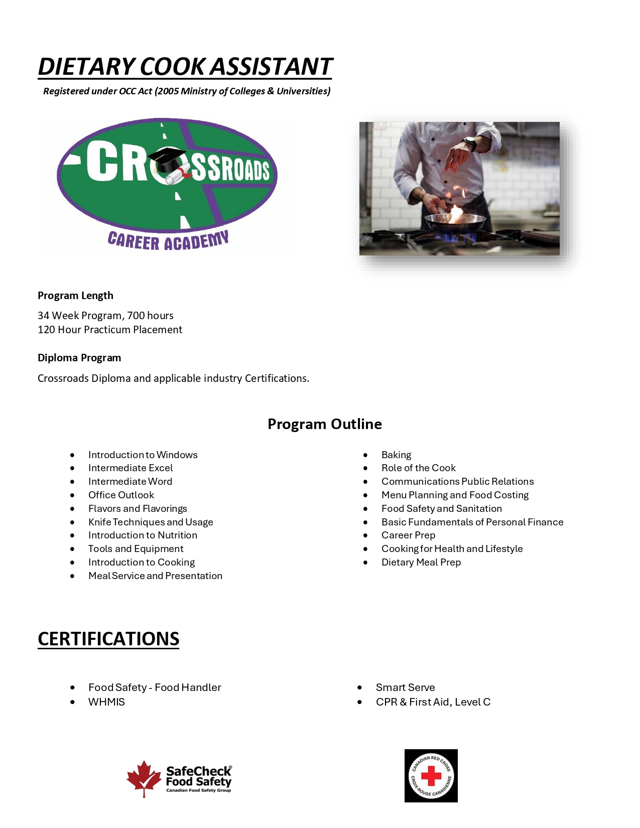 Dietary Cook Assistant - Crossroads